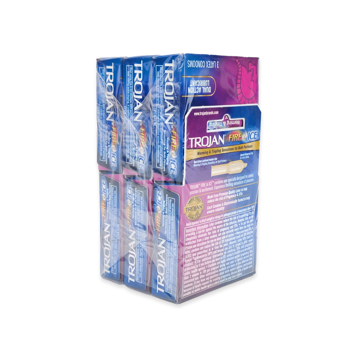 Trojan Fire & Ice Condom 3-Packs (Box of 6) | Gogo Wholesale