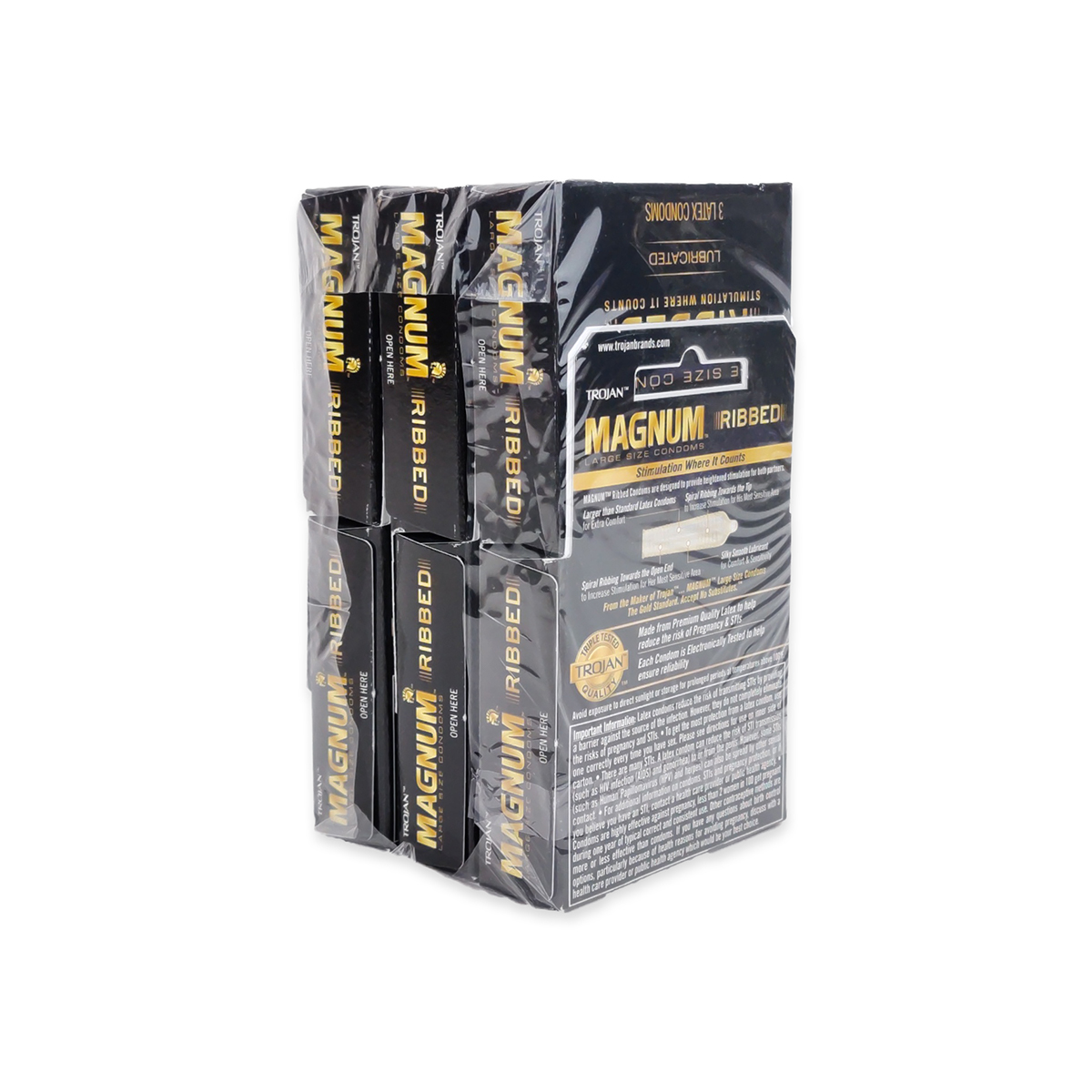 Trojan Magnum Ribbed Condom 3-Packs (Box of 6) | Gogo Wholesale